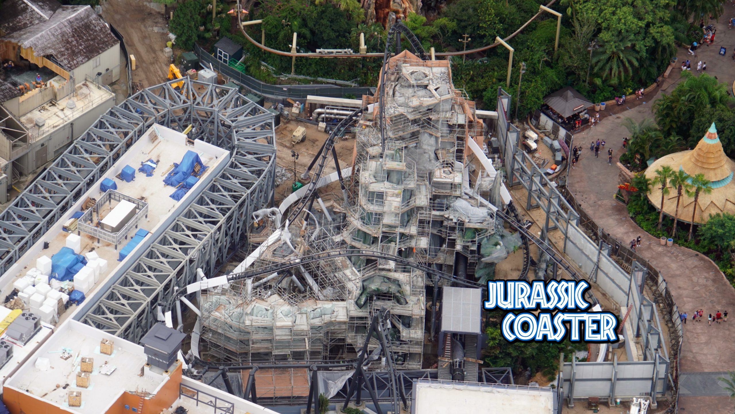 Jurassic Coaster Construction Update – Train Cars on Track, Raptors ...