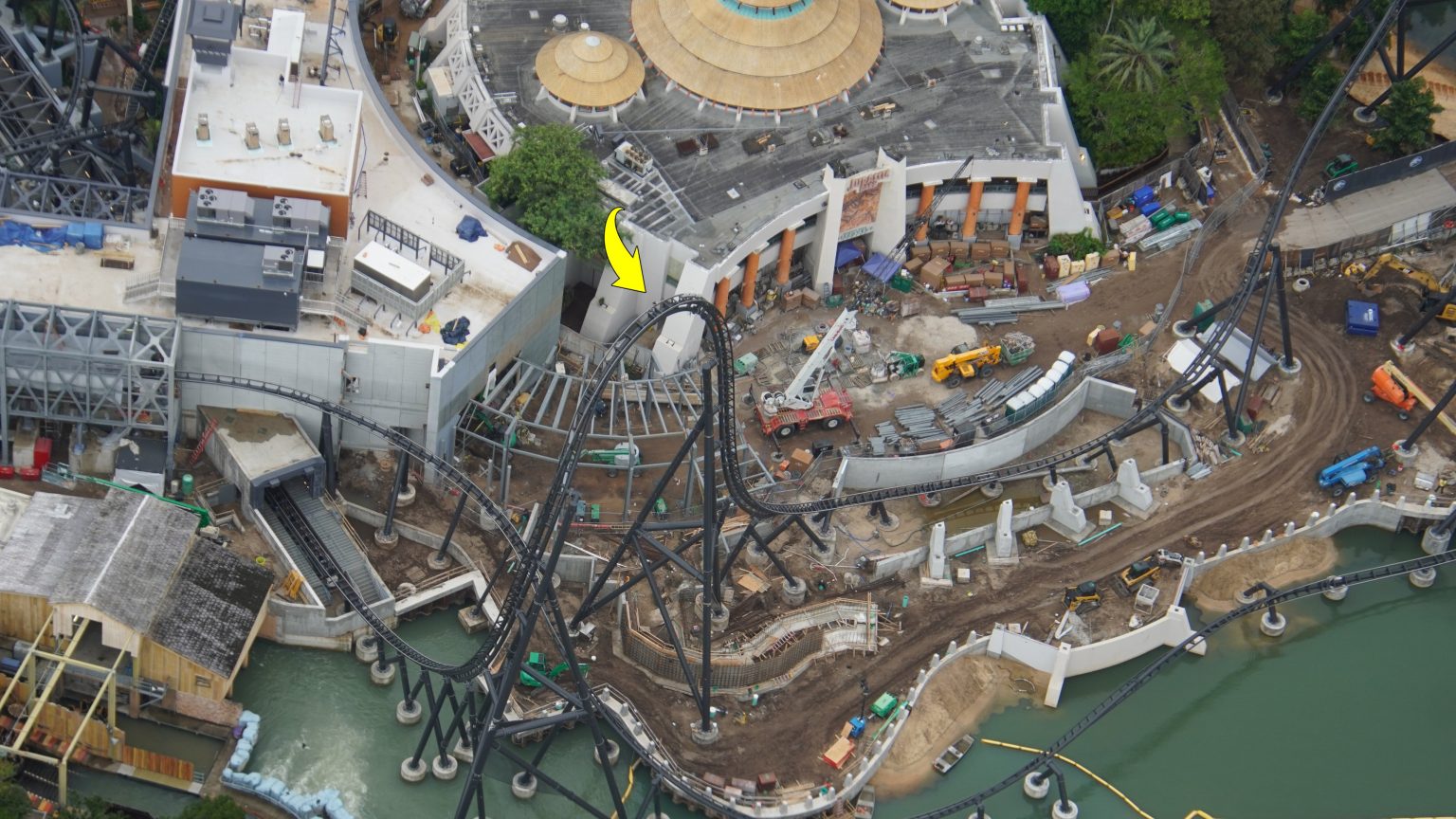 VelociCoaster Construction Update – Full Trains on Track, Raptor Eggs ...