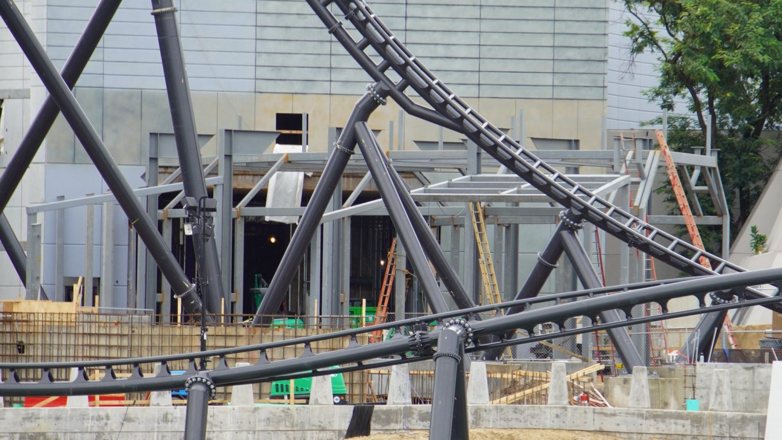 VelociCoaster Construction Update – Full Trains on Track, Raptor Eggs ...