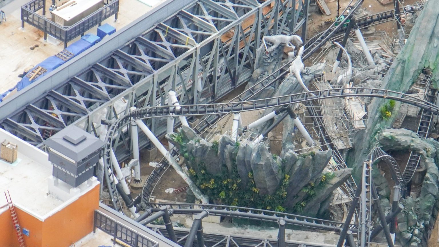 VelociCoaster Construction Update – Full Trains on Track, Raptor Eggs ...