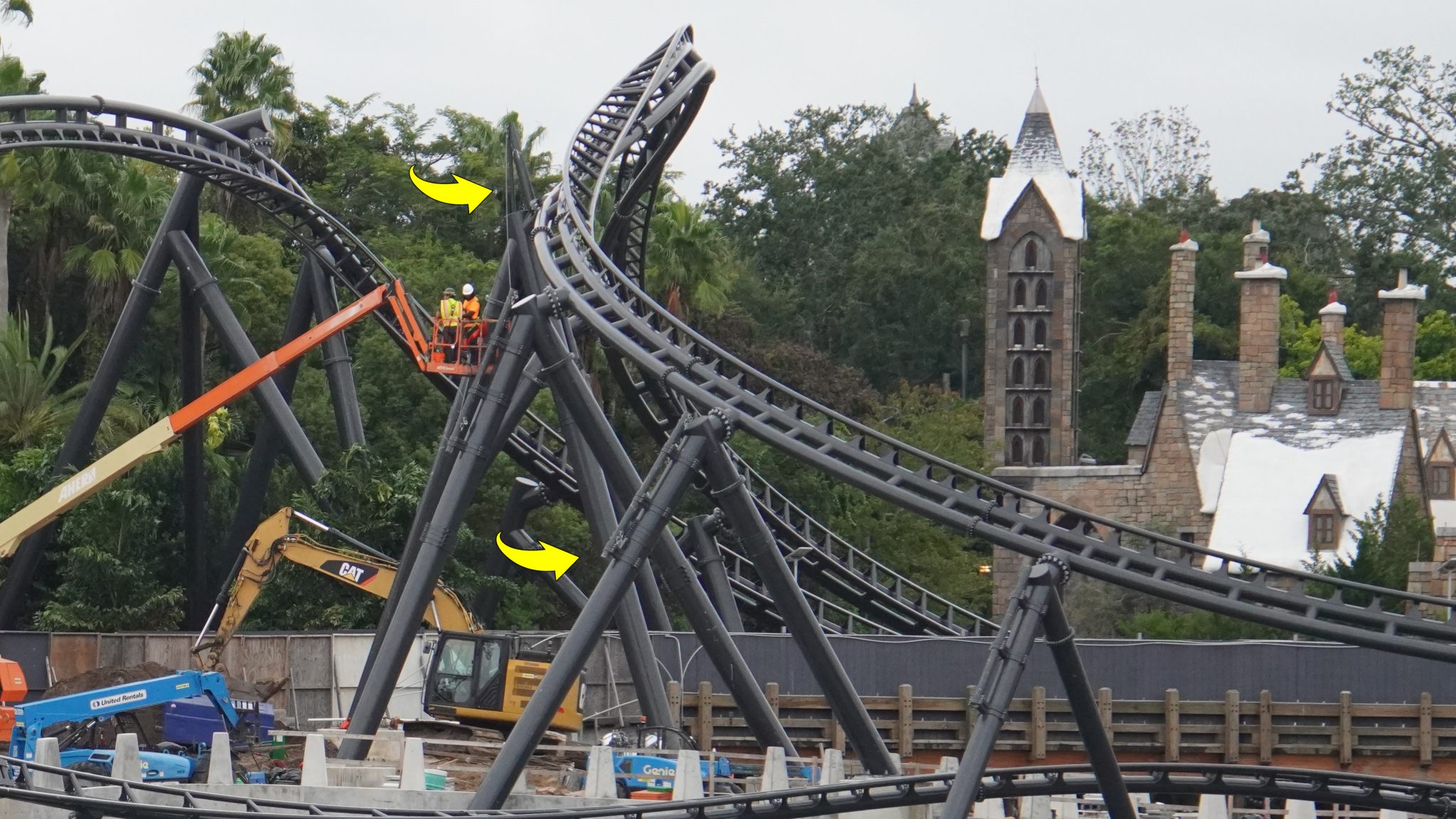 VelociCoaster Construction Update – Full Trains on Track, Raptor Eggs ...