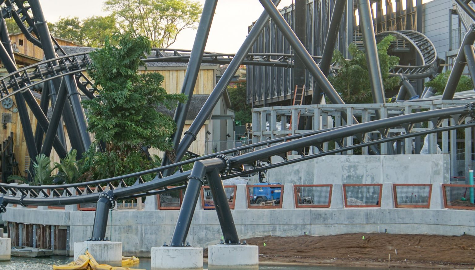 VelociCoaster Construction Update – Trees Appear, Queue Extended and ...