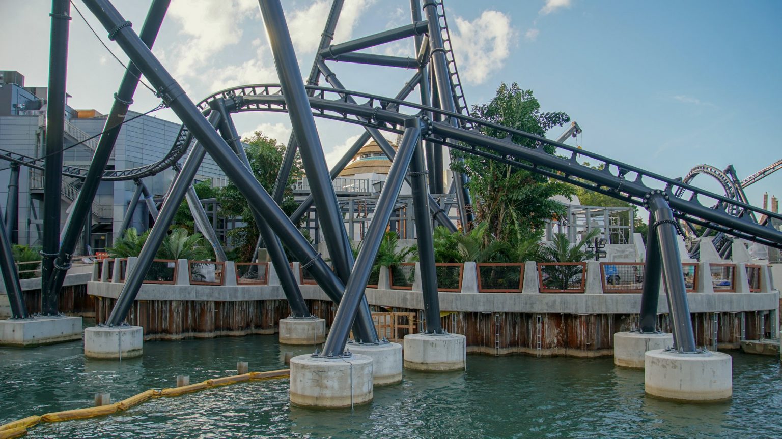 VelociCoaster Construction Update – Trees Appear, Queue Extended and ...