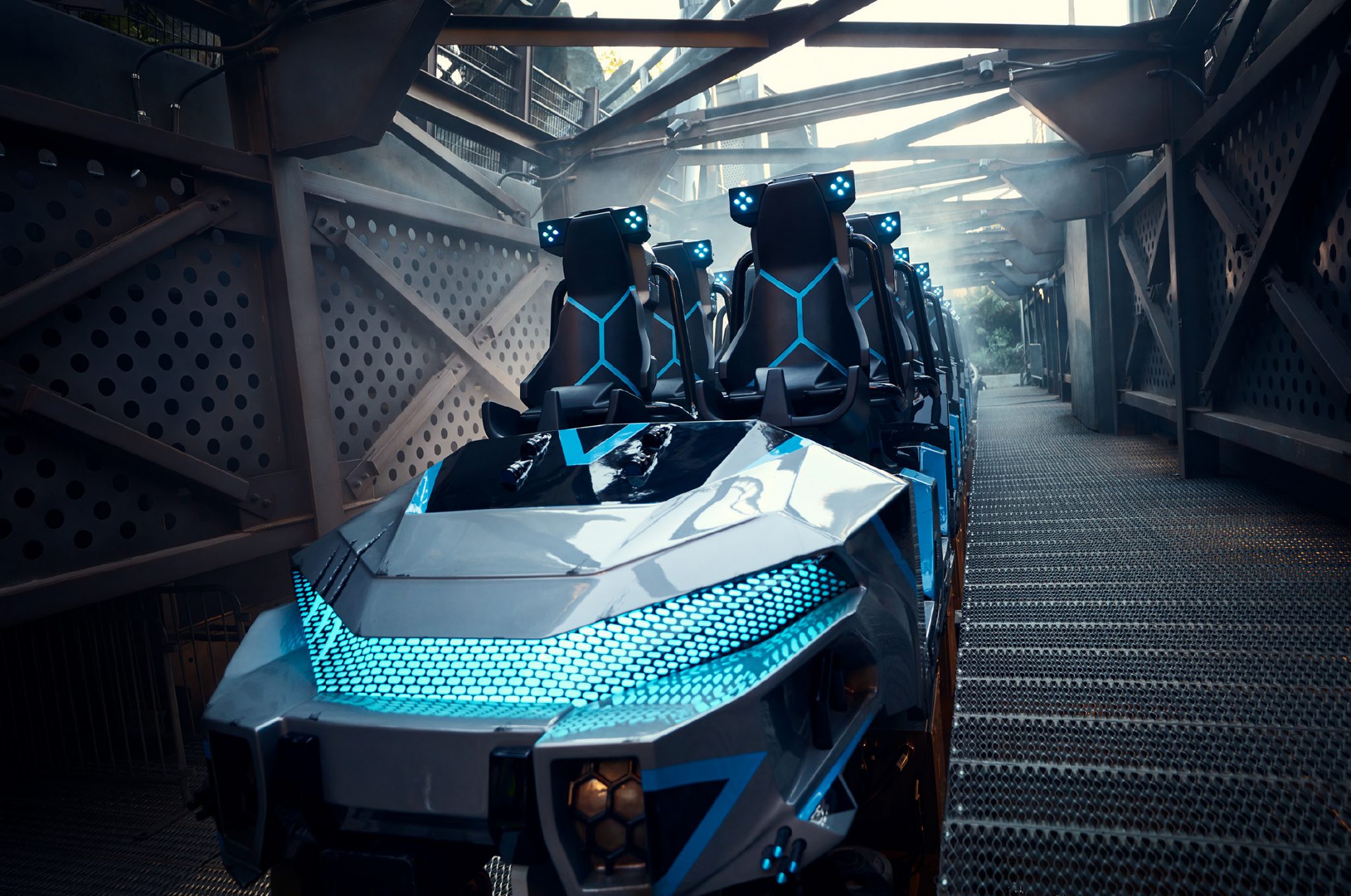 First Look at Coaster Trains for Jurassic World VelociCoaster at ...